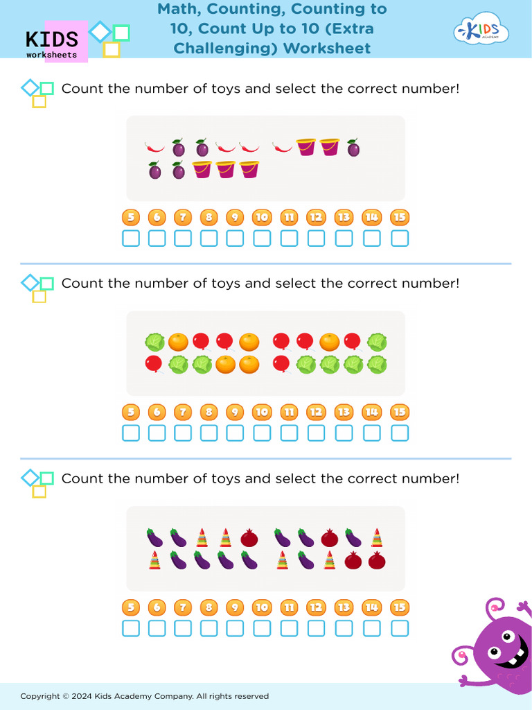 Counting Toys Worksheet for Kids | PDF