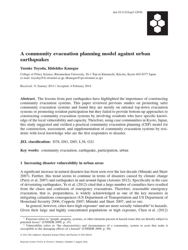 Week9 - Prof - Toyoda - A Community Evacuation Planning Model | PDF ...