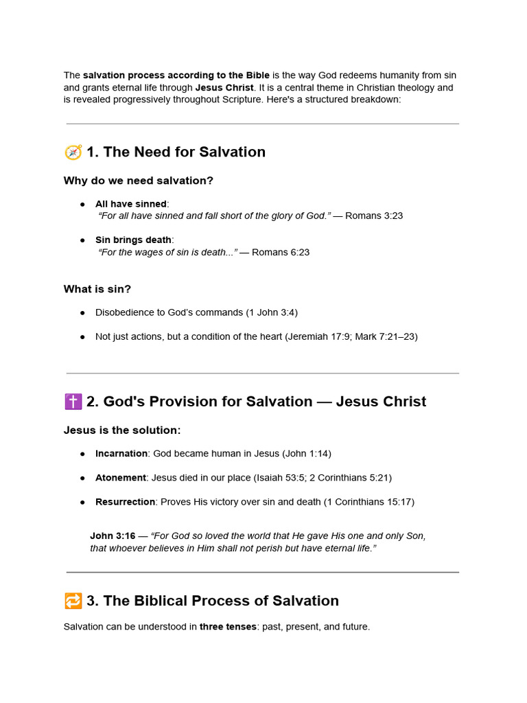 The Salvation Process According To The Bible | PDF | Justification ...