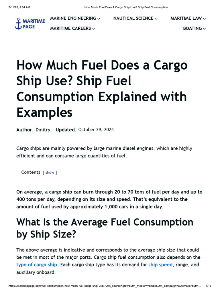 How Much Fuel Does A Cargo Ship Use - Ship Fuel Consumption | PDF | Oil ...