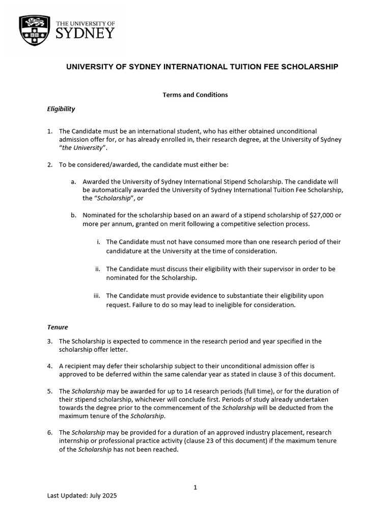 Tscs Usyd International Tuition Fee | PDF | Doctor Of Philosophy | Academic Degree