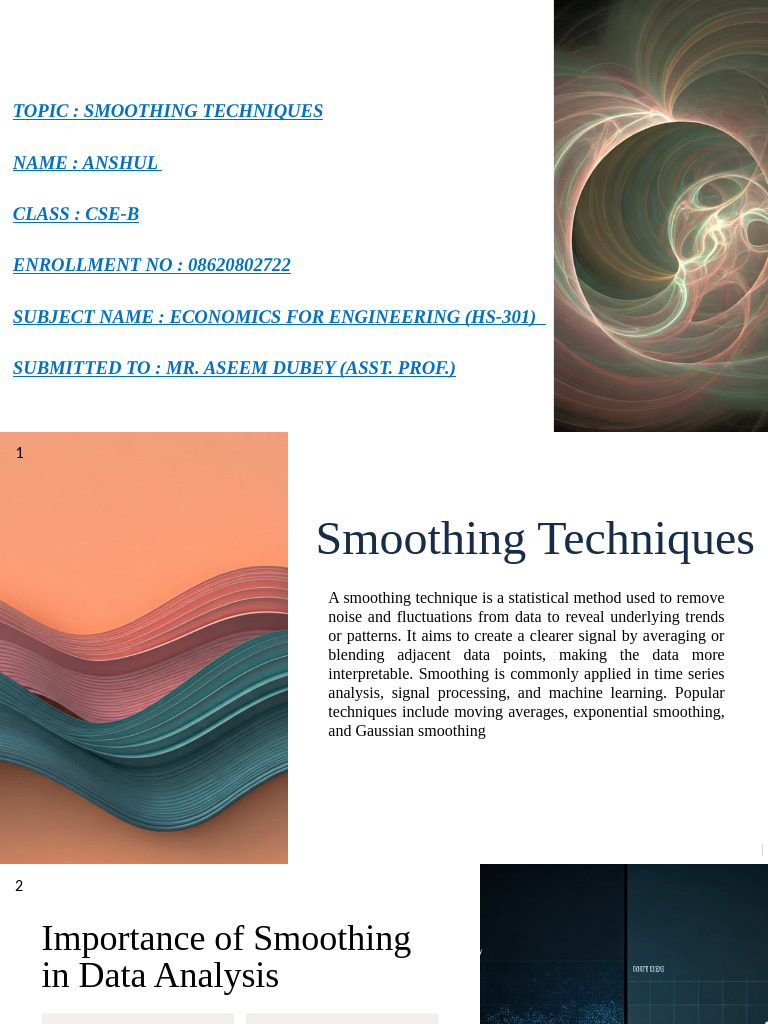 Smoothing Techniques | PDF | Moving Average | Forecasting