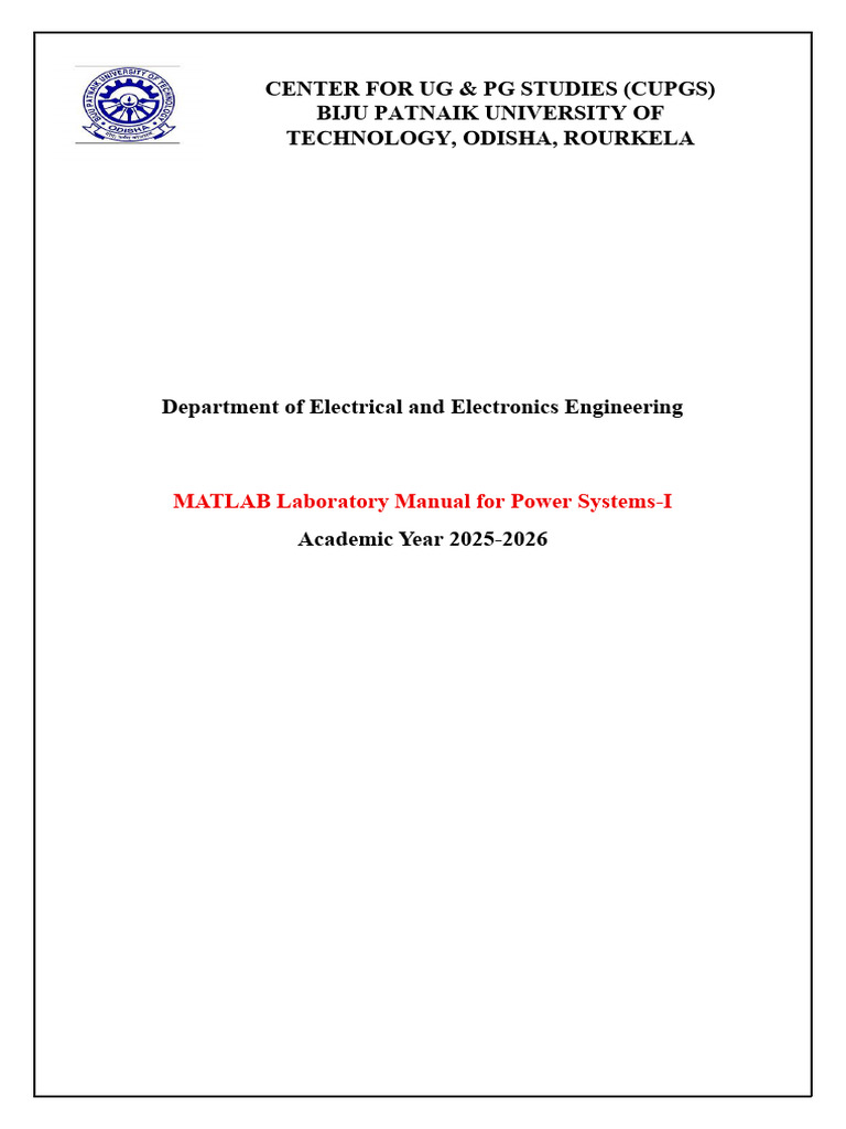 MATLAB Power Systems Lab Manual 2025-26 | PDF | Electric Power ...