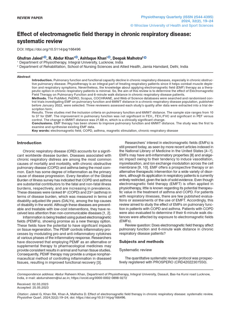 PEMF Therapy's Impact on Asthma | PDF | Chronic Obstructive Pulmonary ...
