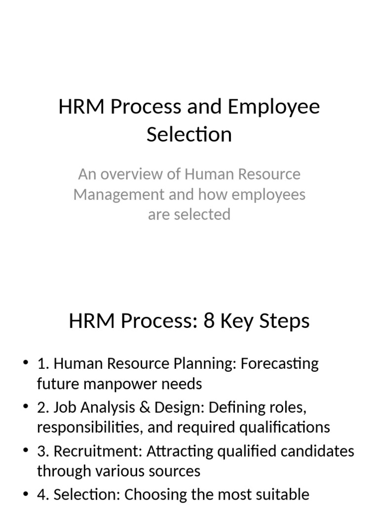 HRM Process and Employee Selection | PDF