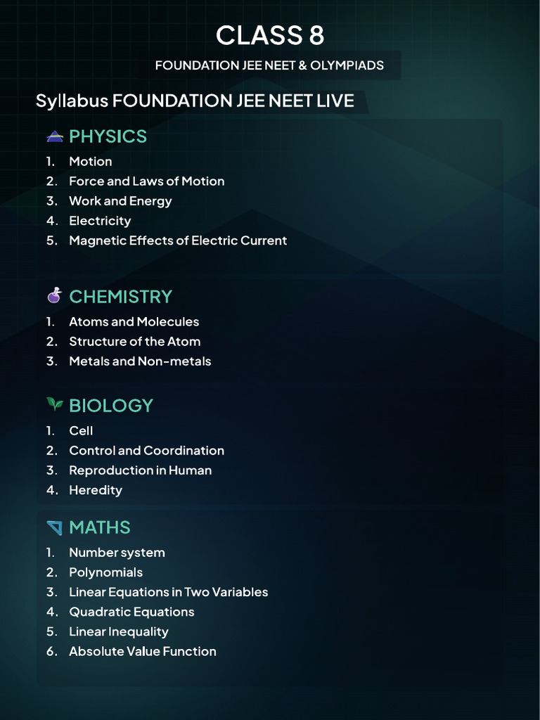 Class 8 Foundation Jee - Neet and Olympiads Xgekk7 | PDF