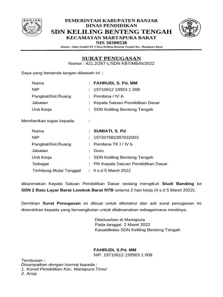 Surat Penunjukan PLH Lombok | PDF