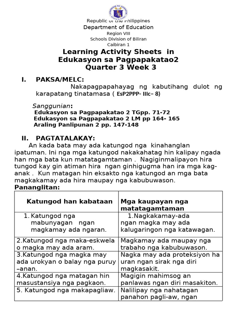 Zel EsP2 Q3 LAS Finalized 3 | PDF