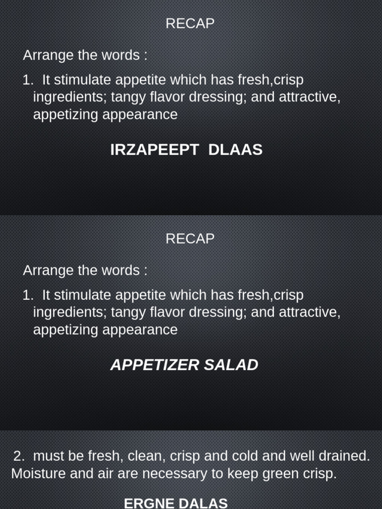 q1 Module 12 Cookery PPT 12 H.E B | PDF | Salad | Pasta
