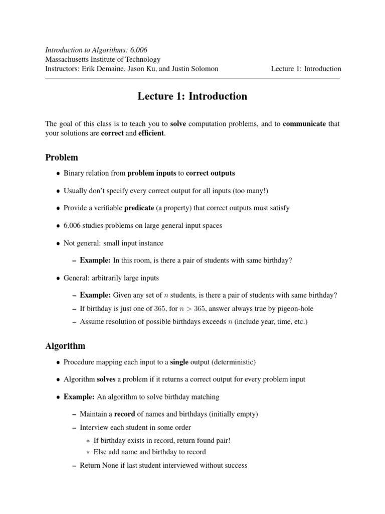 Introduction To Algorithm | PDF | Time Complexity | Algorithms
