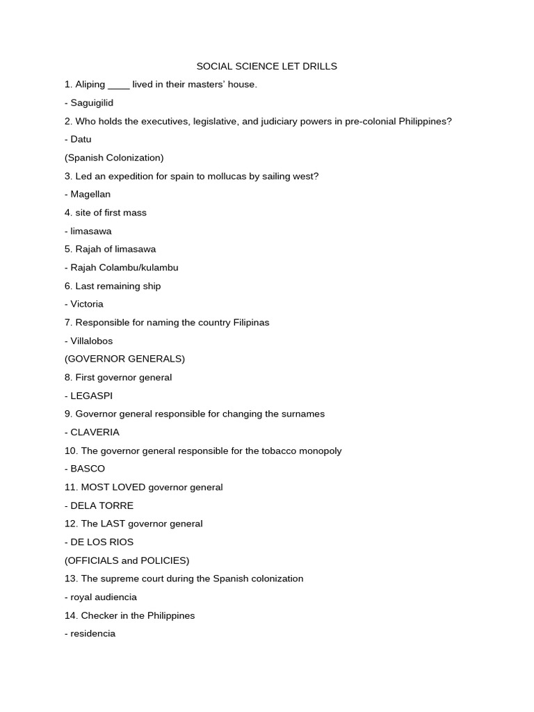 Social Science LET Drills Overview | PDF