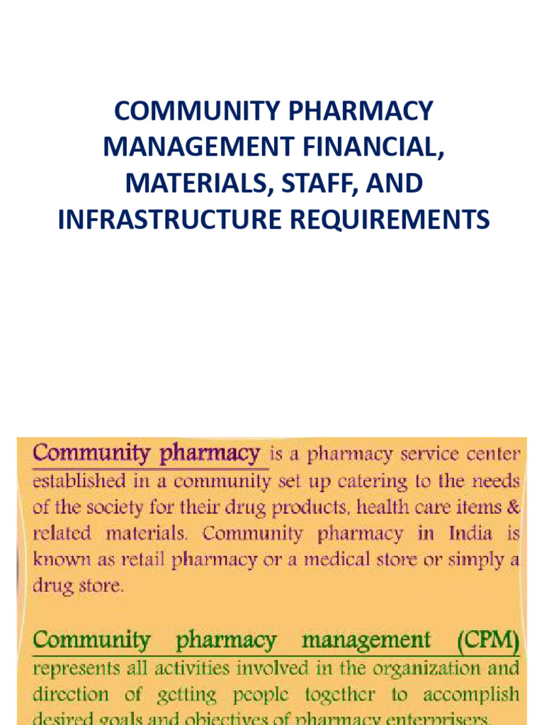 Community Pharmacy Management Financial Materials Staff | PDF