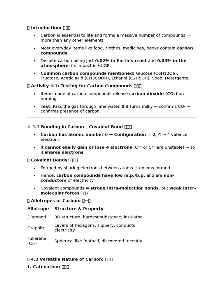 Carbon and Its Compounds | PDF | Carbon | Functional Group