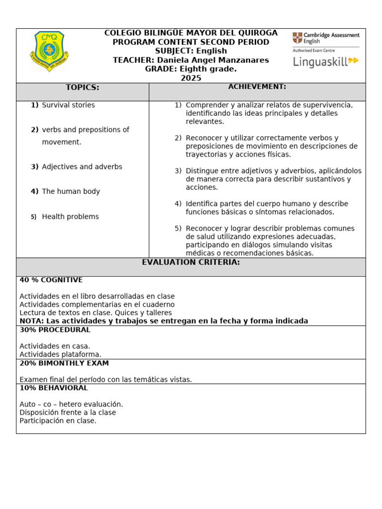 8th Grade.english- 2ND Term | PDF