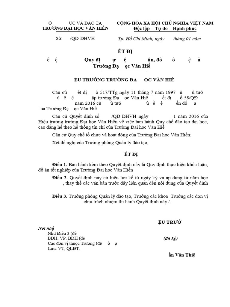 QLDT_QuyDinhLamKhoaLuan_DoAnTotNghiep | PDF