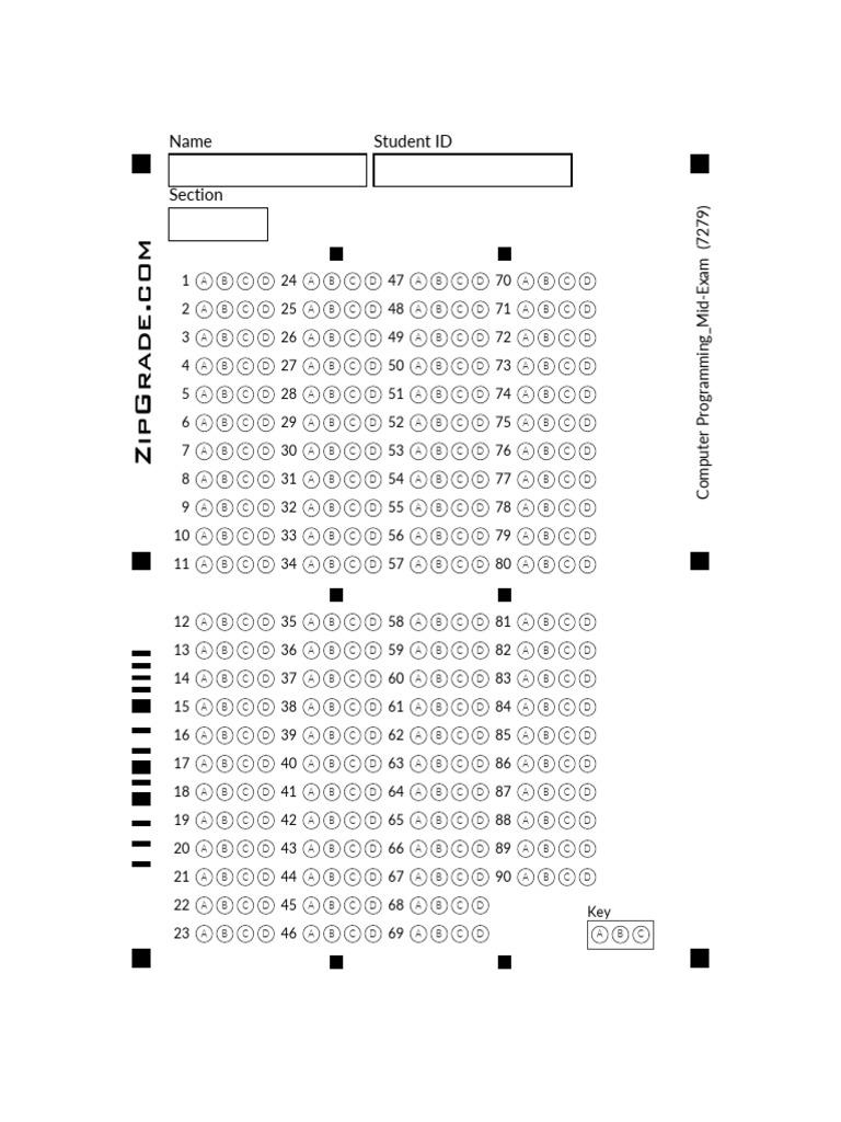 Answer Sheet Zipgrade 90q Darker | PDF