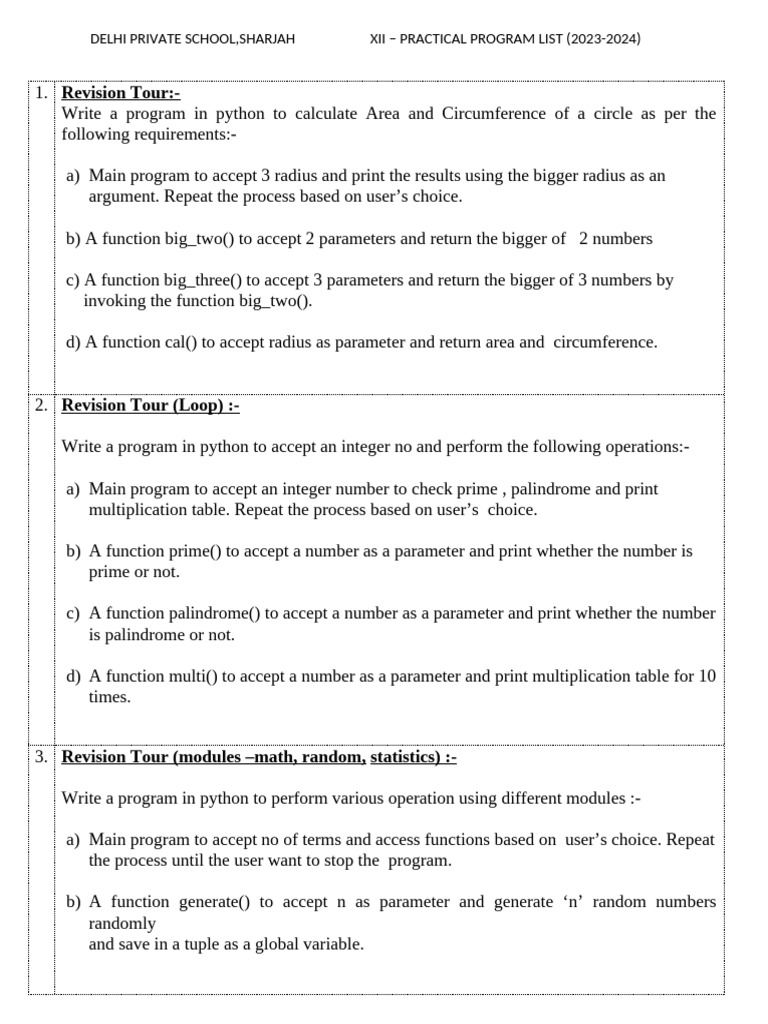 Functions, SQL and Revision - Python - Tour | PDF | Parameter (Computer Programming) | String ...