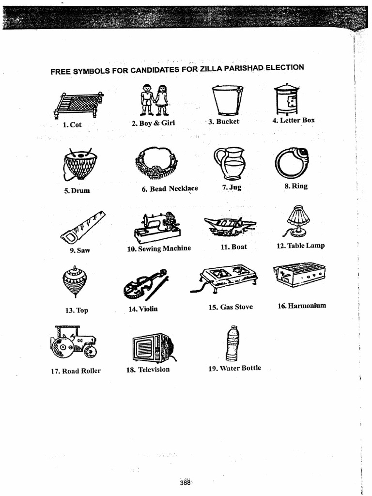 Free Symbols For Candidates For Zilla Parishad Election 1 | PDF