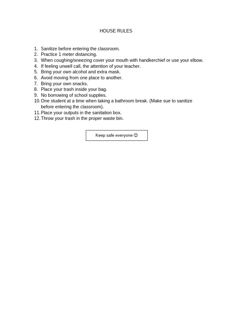 Classroom Health and Safety Guidelines | PDF