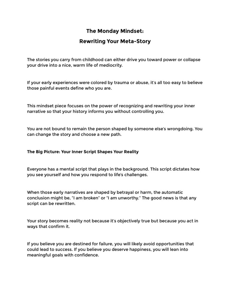 Rewriting Your Meta-Story | PDF | Mindset | Psychological Concepts