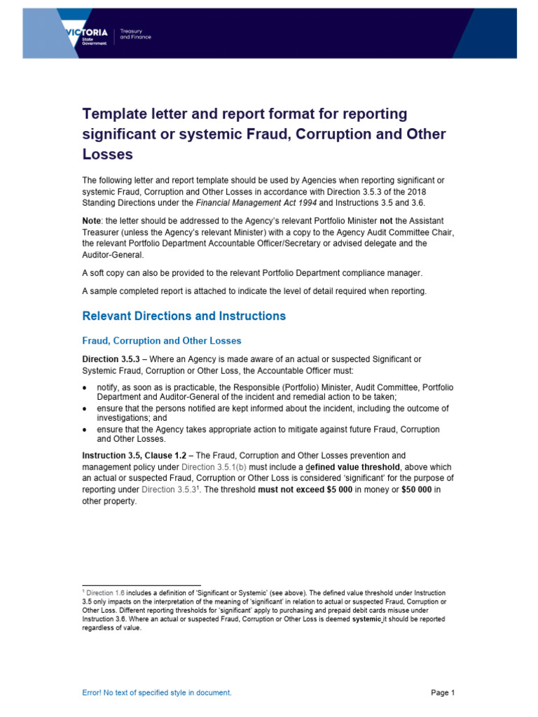 Fraud and Corruption Reporting Template | PDF | Fraud | Corruption