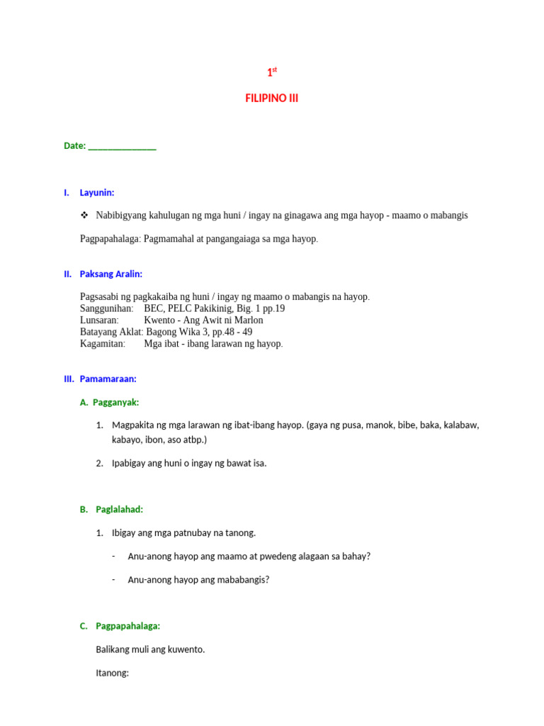 Grade 3 DLP Filipino | PDF