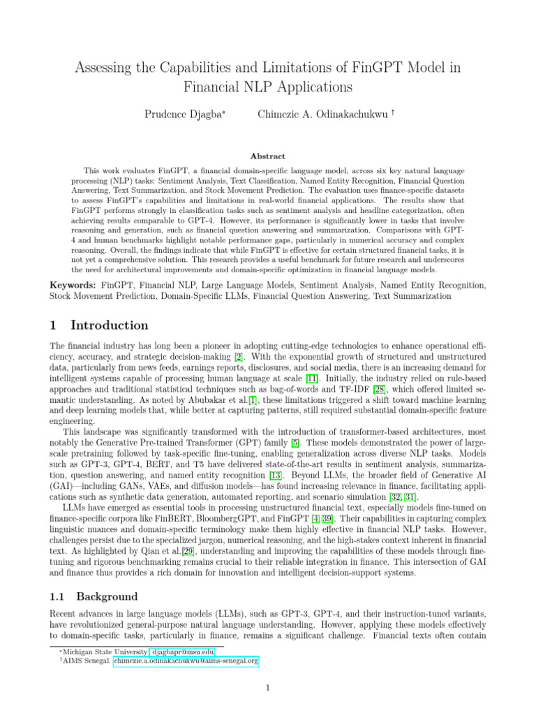 Evaluating FinGPT in Financial NLP Tasks | PDF | Market Trend ...