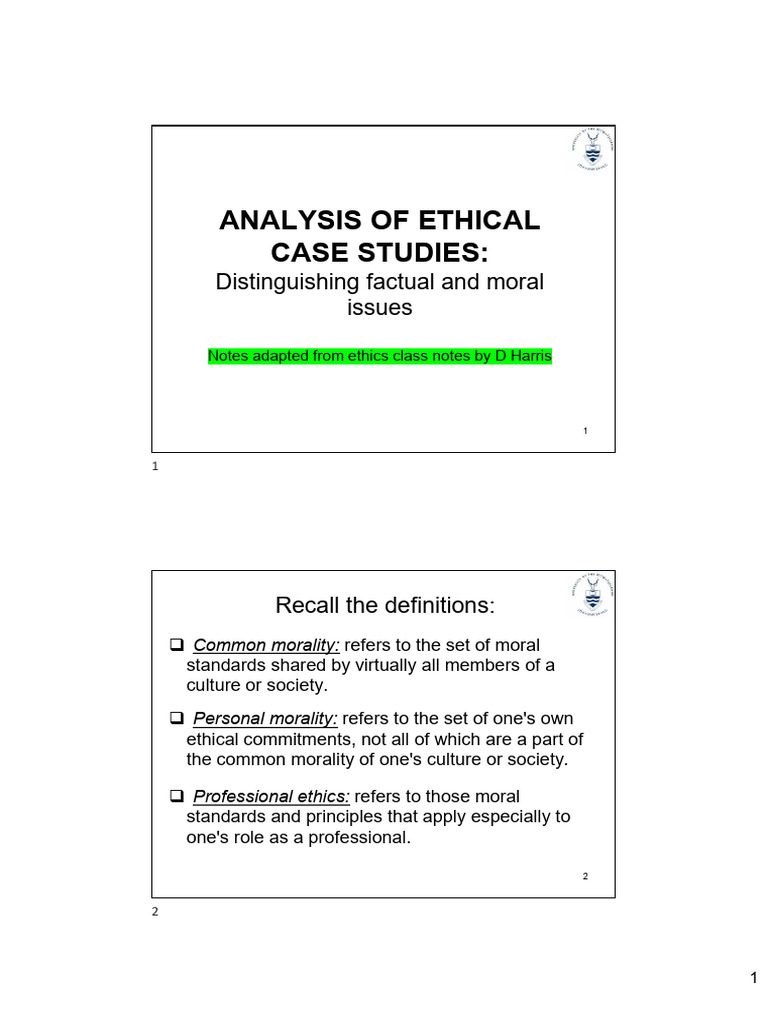 CHMT4005 Analysis of Ethical Case Studies Notes 1 | PDF | Morality