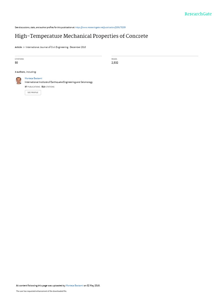 High Temperature Mechanical Properties of Concrete | PDF | Strength Of ...