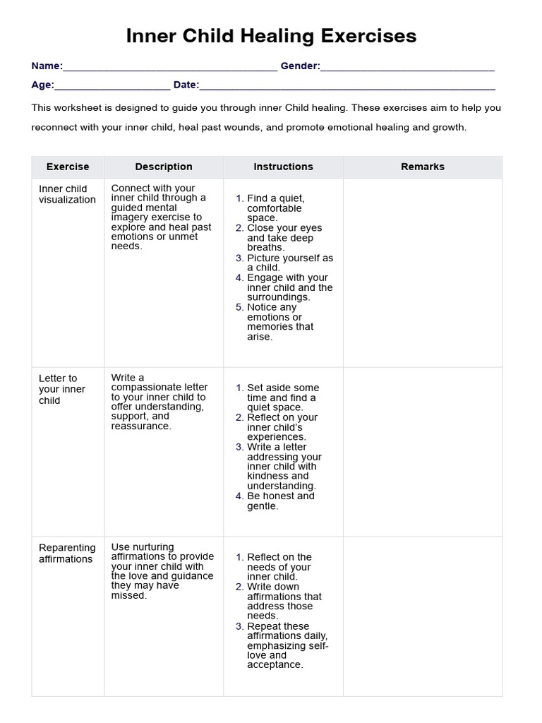 Inner Child Healing Exercises Guide | PDF | Love | Emotions