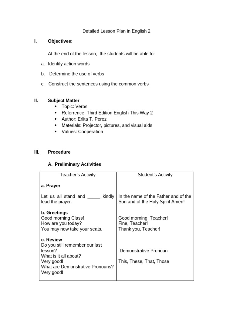 Detailed Lesson Plan in English 2 | PDF | English Language