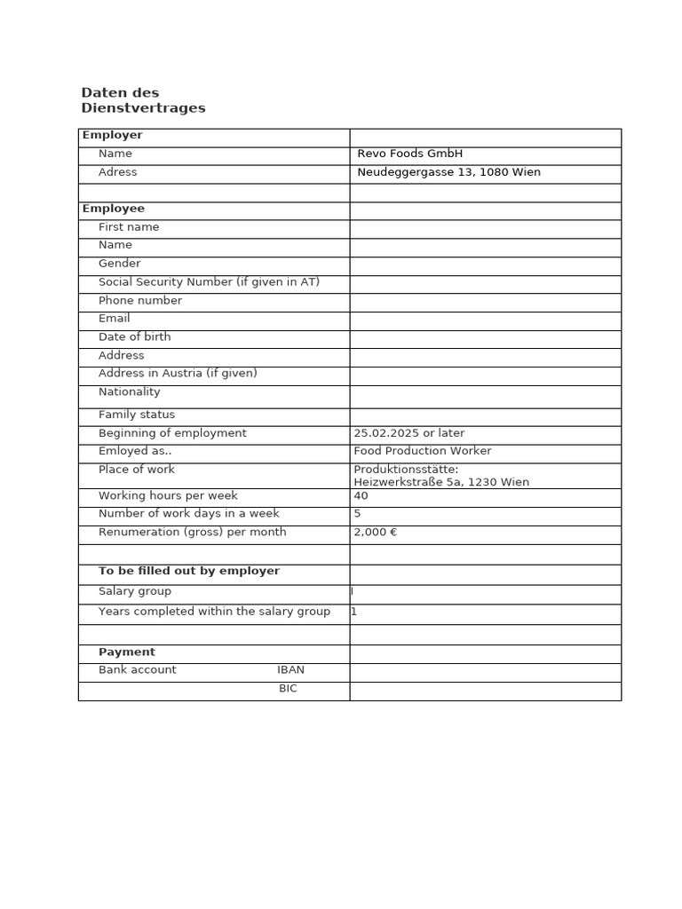 Employment Registration Form - Adriana | PDF