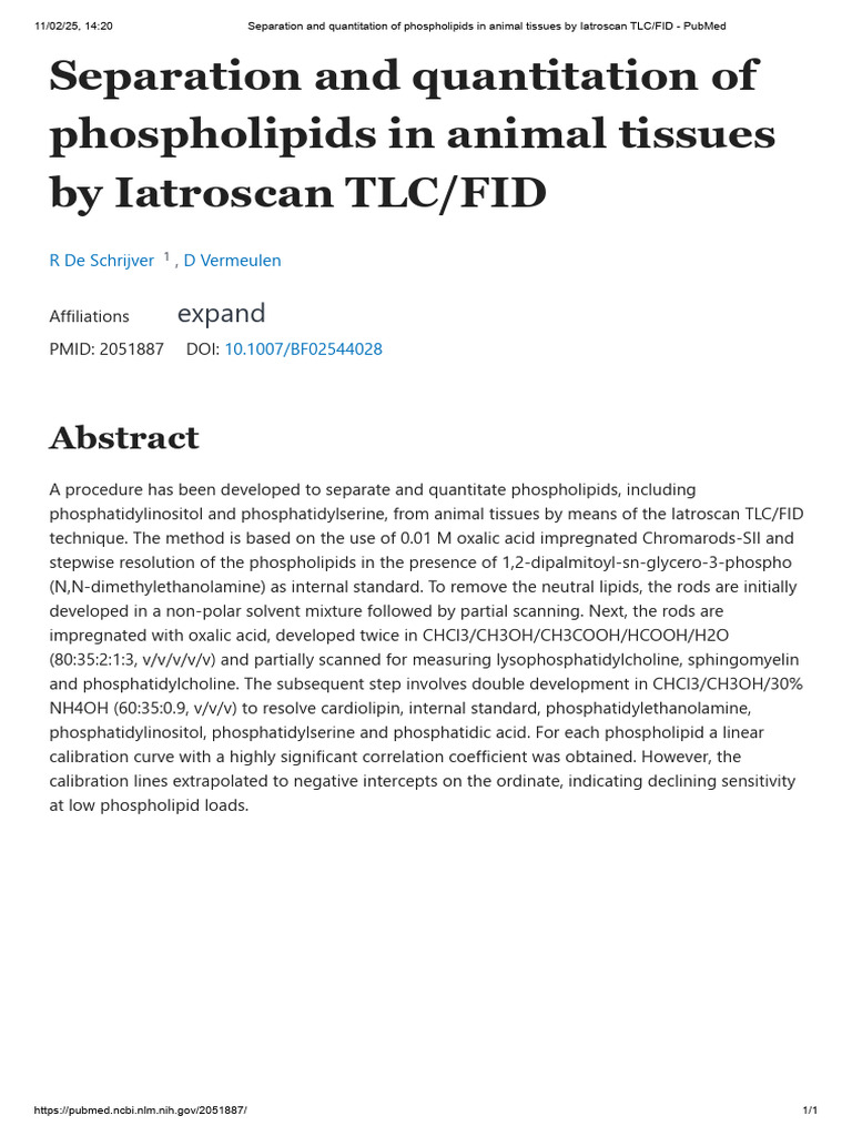 Separation and Quantitation of Phospholipids in Animal Tissues by ...