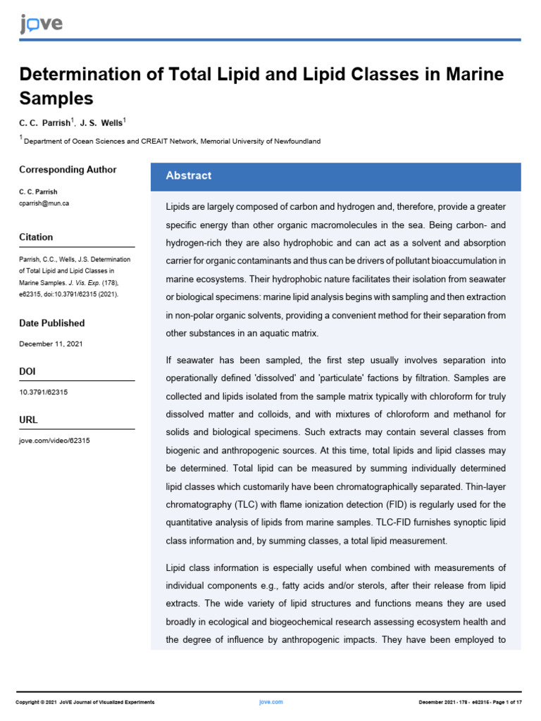 Marine Lipid Analysis Techniques | PDF | Lipid | Cell Membrane