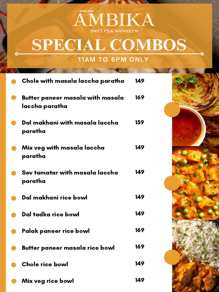 Menu of Special Combos and Snacks | PDF