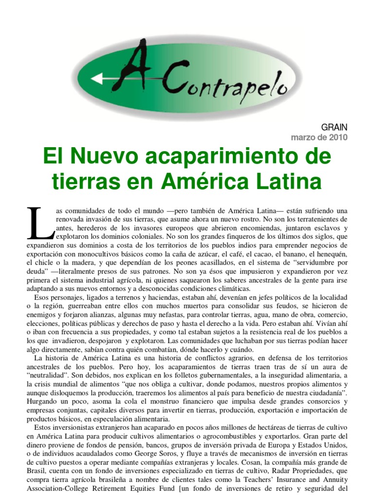 Grain 3996 El Nuevo Acaparamiento de Tierras en America Latina | PDF