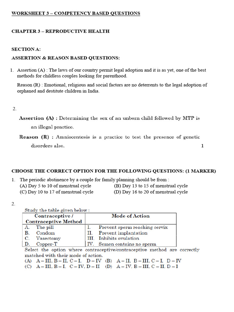 Competency-Based Questions on Reproductive Health | PDF | Assisted ...