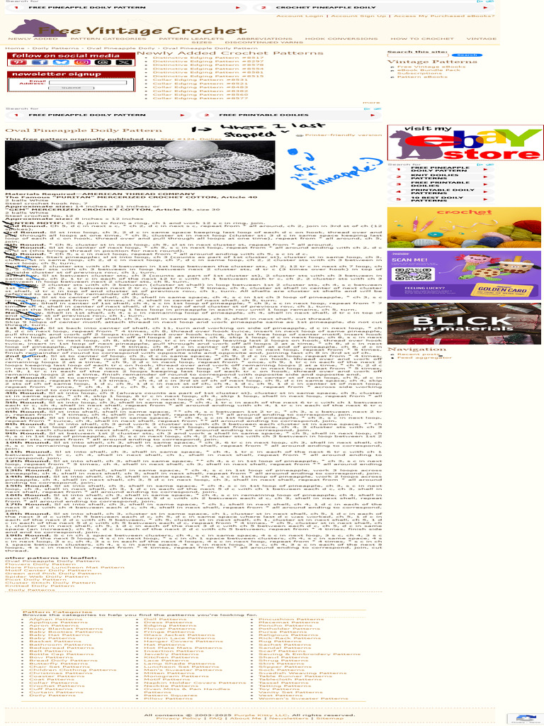 Oval Pineapple Doily Pattern Crochet Patterns 2 | PDF | Crochet | Fashion