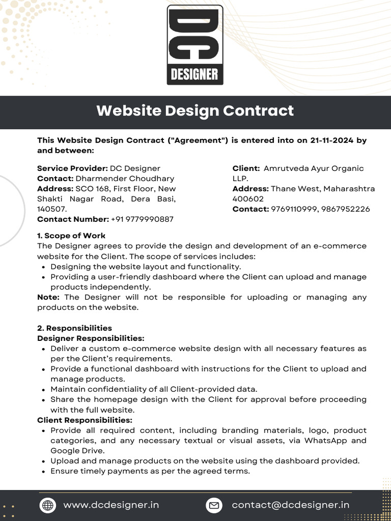E-Commerce Website Design Contract | PDF | Web Design