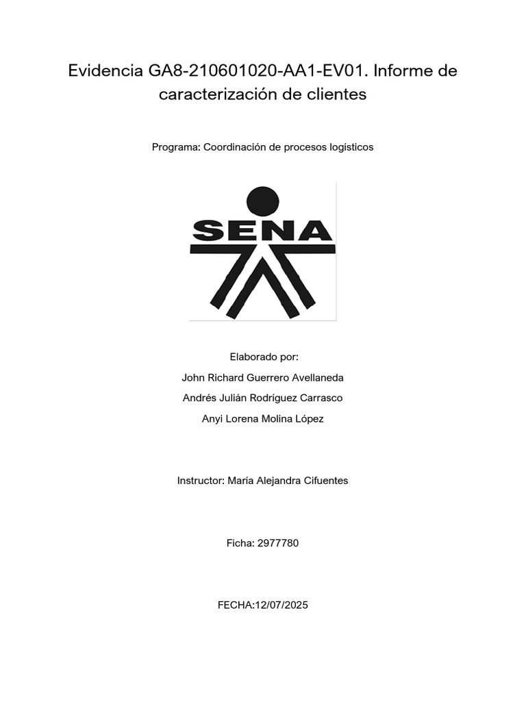 Evidencia GA8-210601020-AA1-EV01. Informe de Caracterización de ...