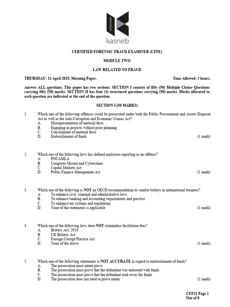 Law Related To Fraud Past Papers | PDF | Bribery | Fraud