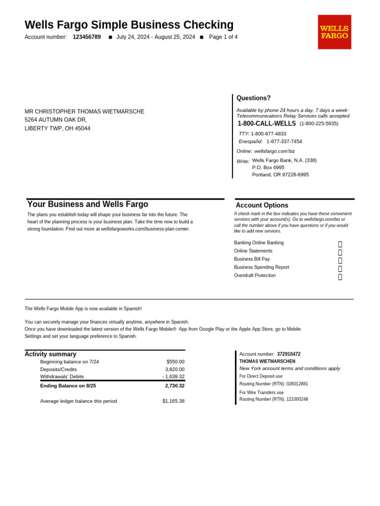 Wells Fargo Bank Statement Sdw23 | PDF | Fee | Overdraft