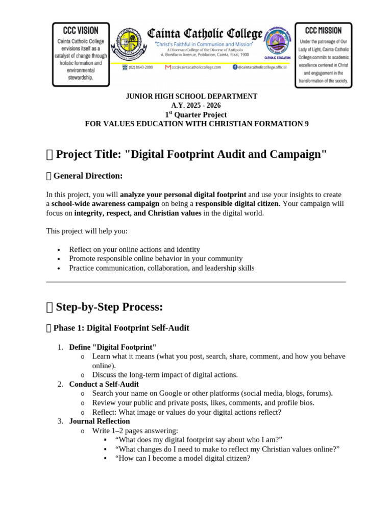 Digital Footprint Awareness Project | PDF | Value (Ethics) | Integrity
