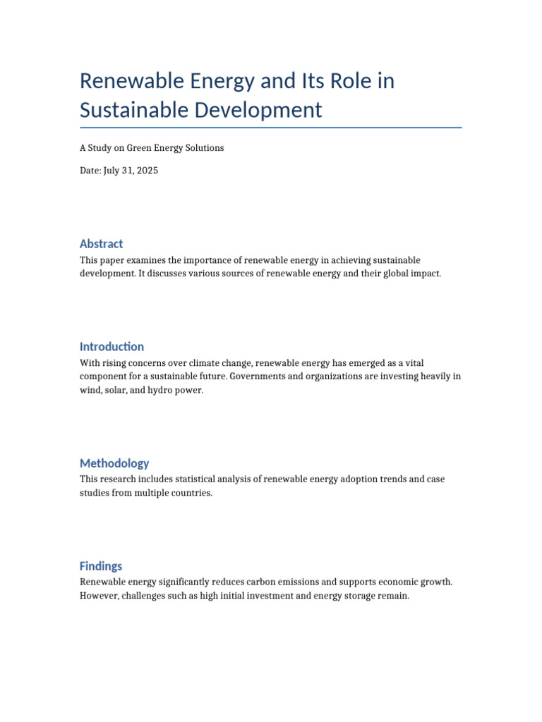 Renewable Energy's Impact on Sustainability | PDF