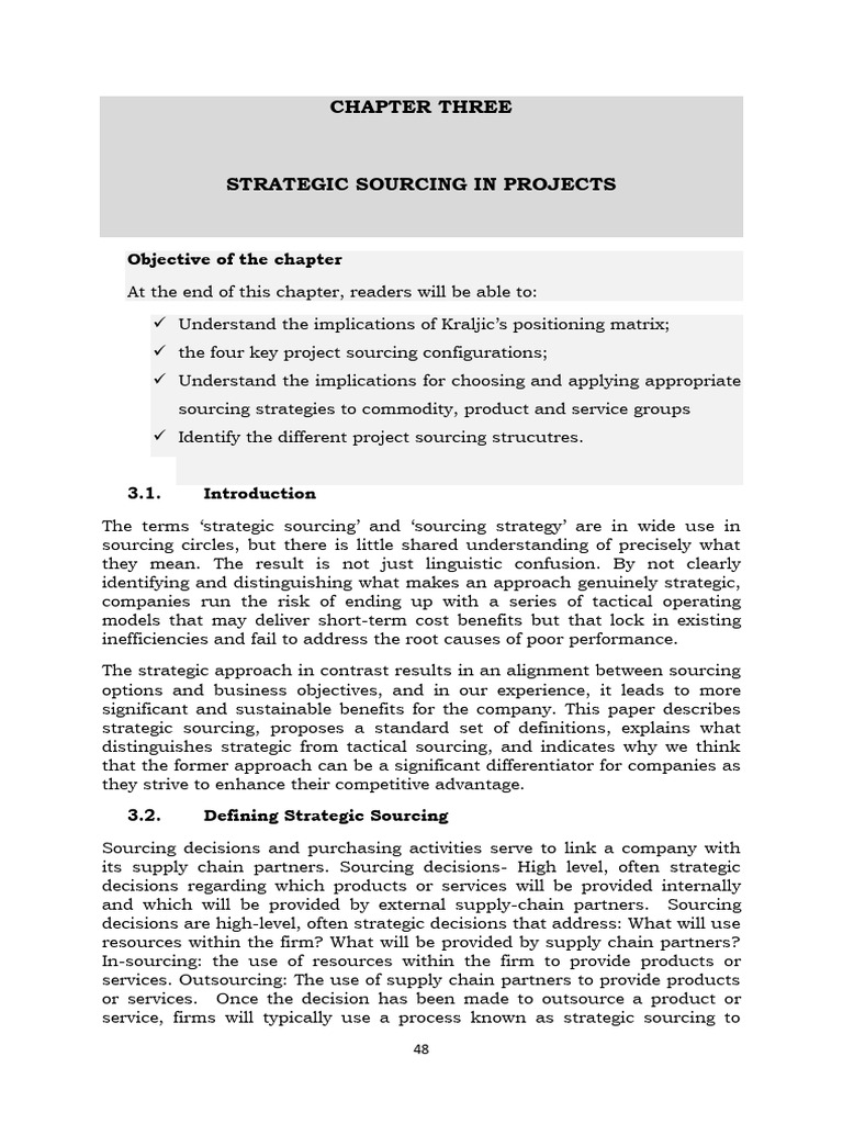 CH 3 STRATEGIC SOURCING IN PROJECTS-48-102 - Compressed | PDF | Supply ...