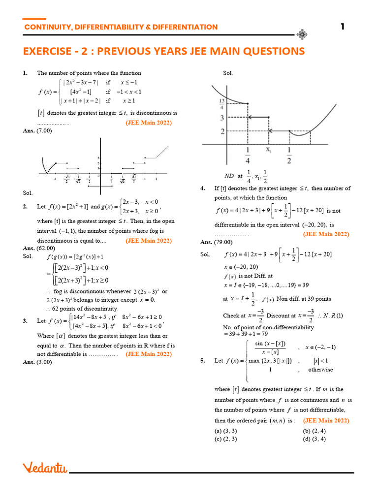 Continuity Differentiability & Differentiation EX-2 | PDF | Mathematics | Mathematical Objects