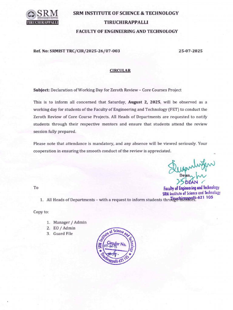 Circular 07-003 Aug 2, 2025 Working Day | PDF