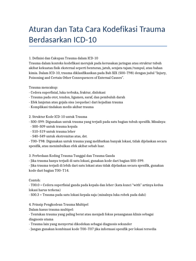 Makalah Kodefikasi Trauma ICD10 | PDF