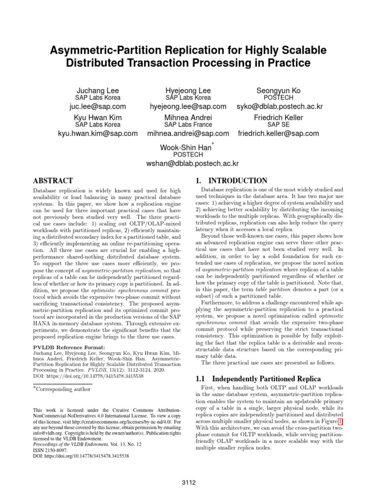 Asymmetric Partition Replication For Highly Scalable Distributed Transaction Processing in ...
