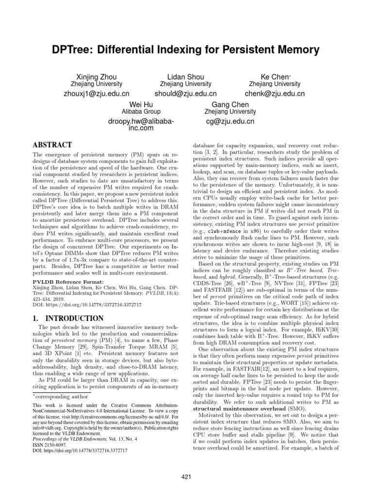 DPTree - Differential Indexing For Persistent Memory | PDF | Computer Data Storage | Cache ...